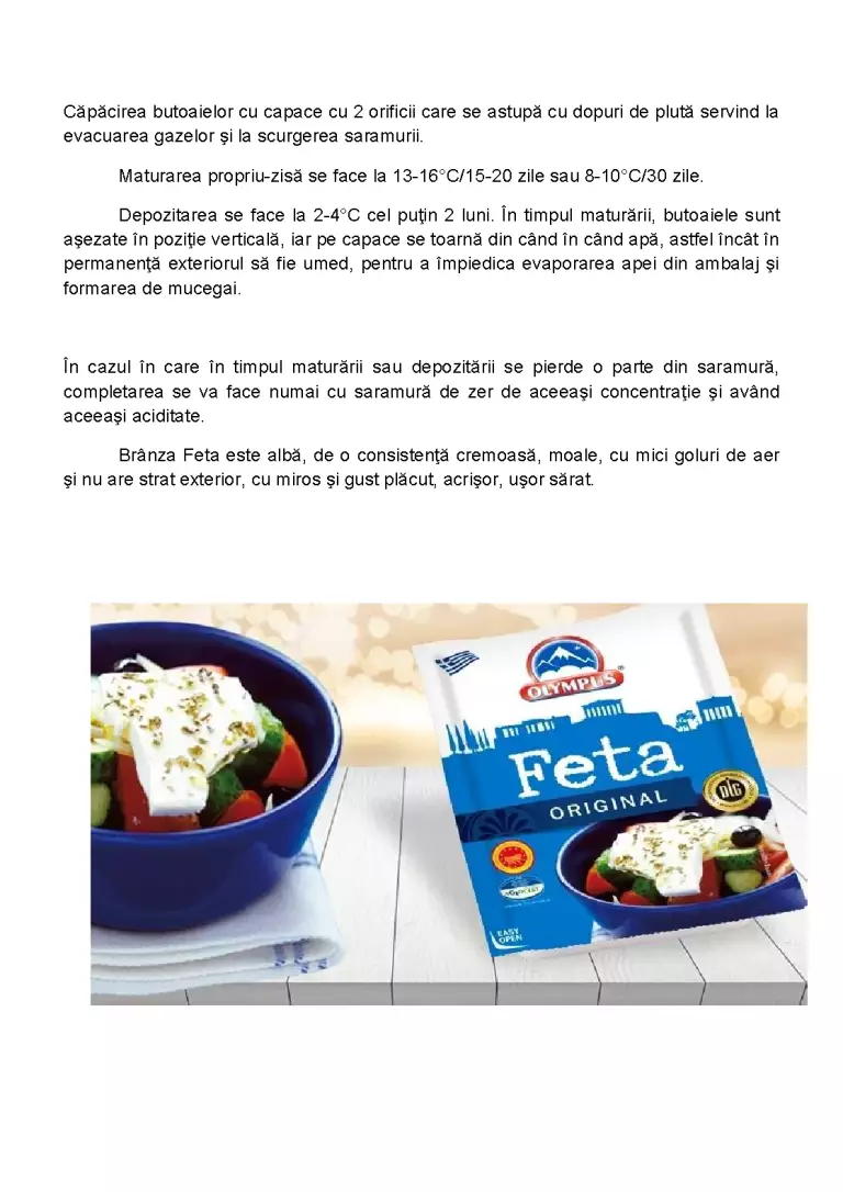 Brânza feta maturată cu 50% unități grăsime din lapte de capră ...