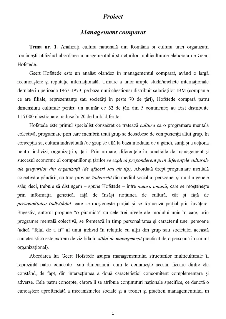 Management comparat - Proiect - Management #383268 | RegieLive