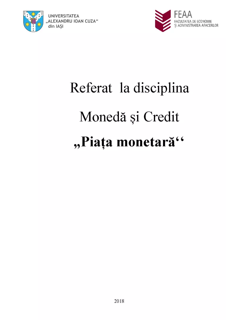 Piața monetară - Referat - Economie #383736 | RegieLive