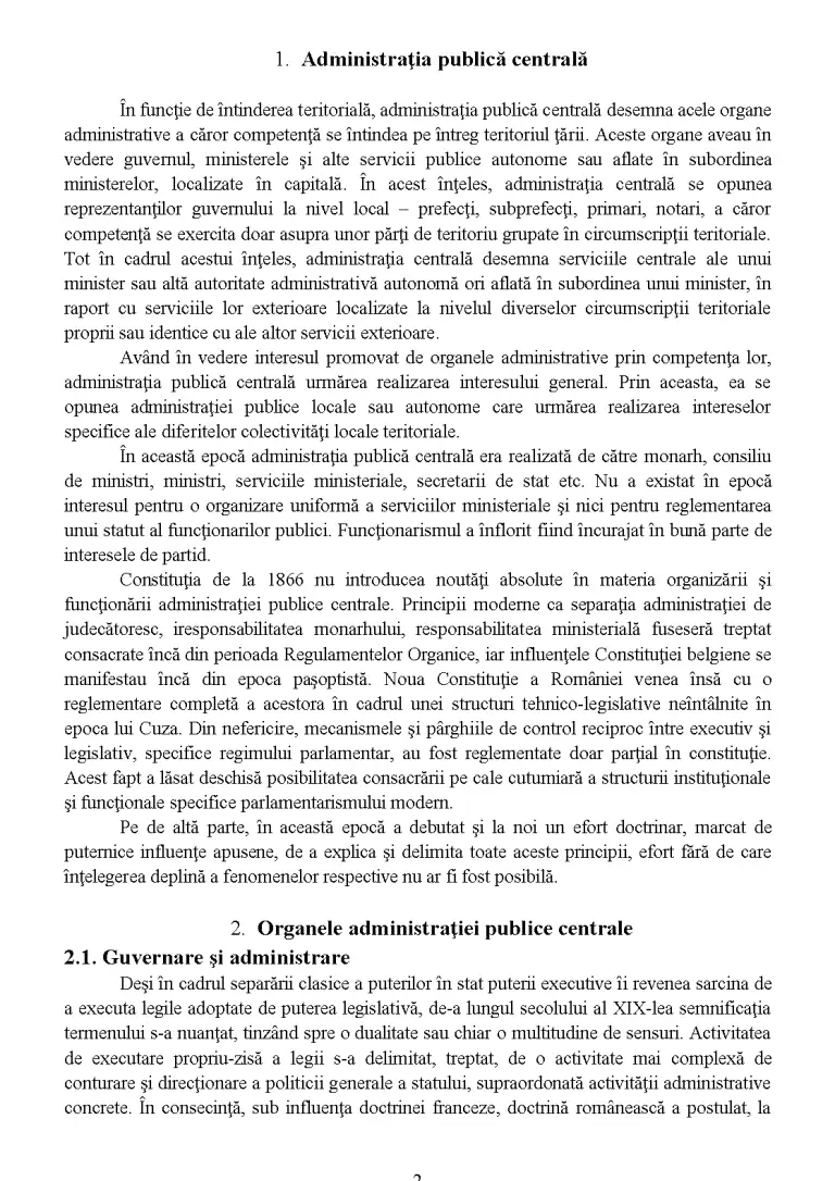 Administrația publică centrală în Vechiul Regat 1866-1918 - Referat ...