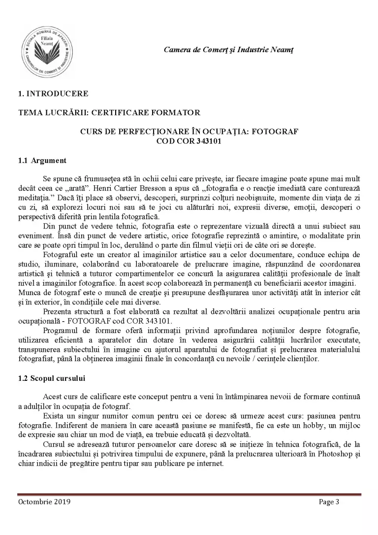 Lucrare de absolvire a cursului Formator - Proiect - Alte domenii ...