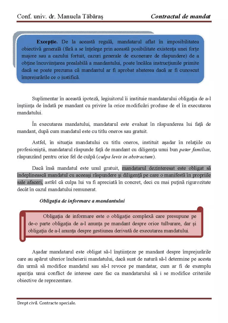Contract de mandat - Curs - Drept Civil #387532 | RegieLive