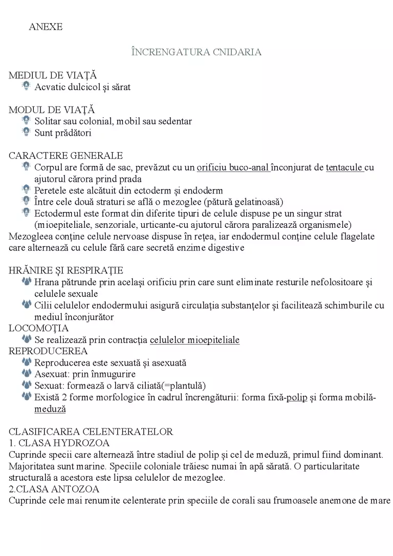 Proiect de lecție - Spongierii și celenteratele - Proiect - Pedagogie ...