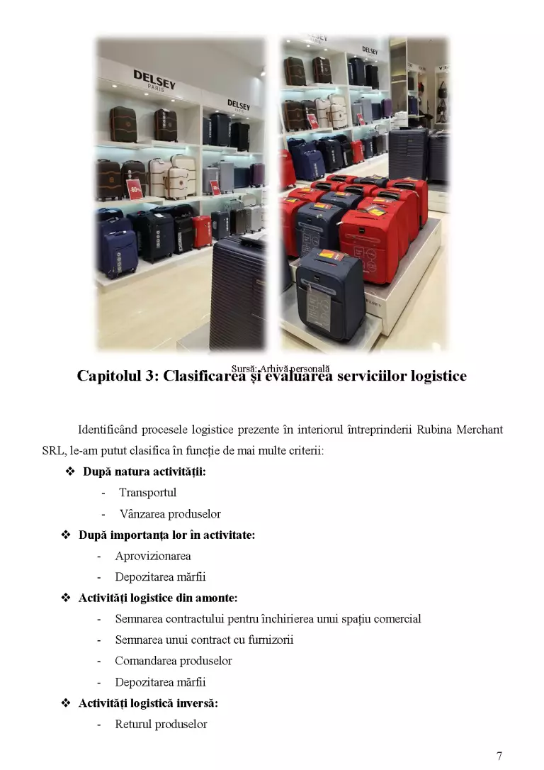 Analiza sistemului logistic la întreprinderea S.C. Rubina Merchant S.R ...