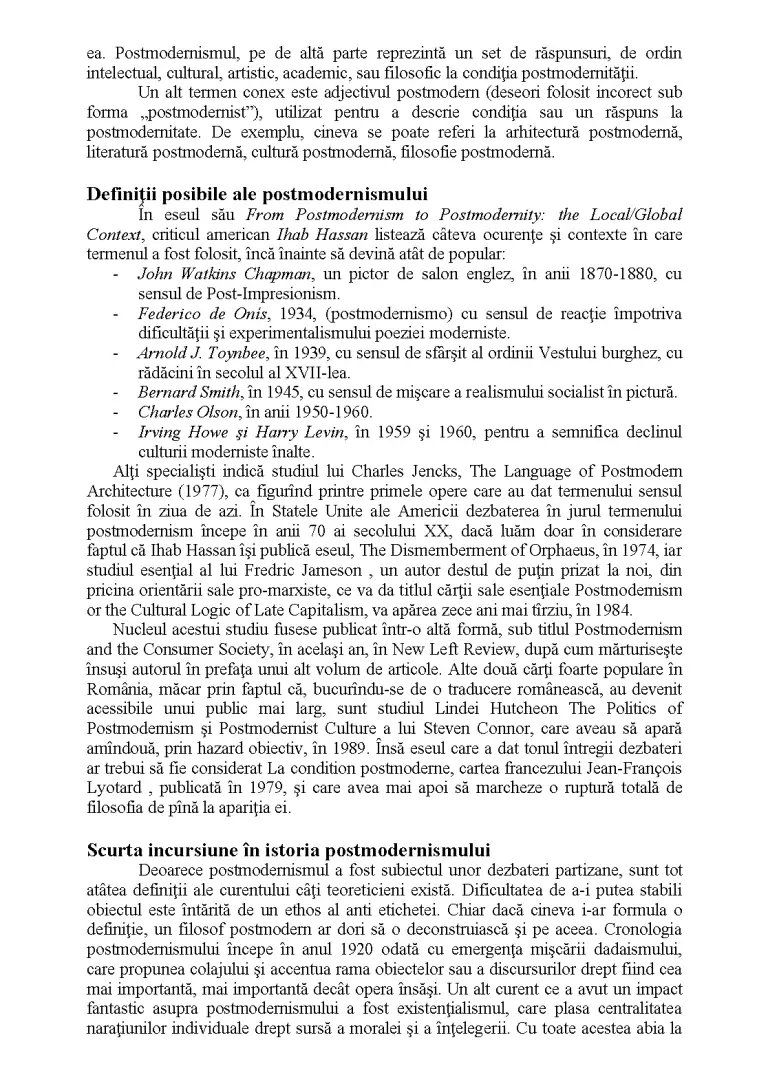 Recenzie - Postmodernismul - Referat - Filologie #39156 | RegieLive