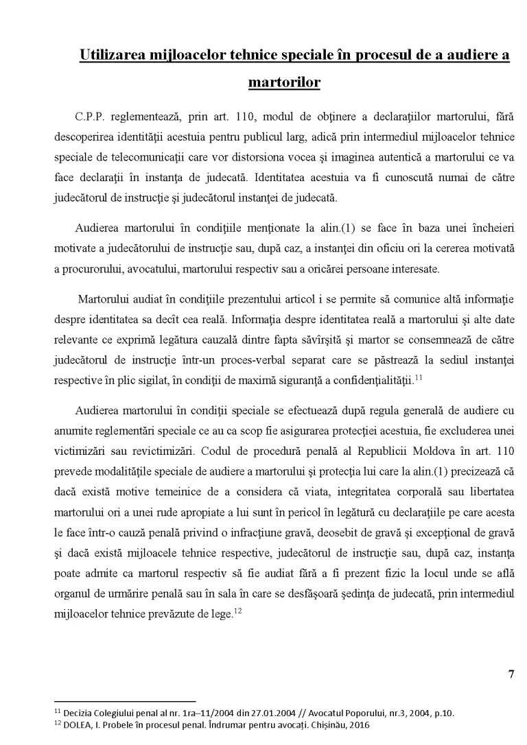 Modul și procedura de audiere a martorului - Referat - Alte domenii ...