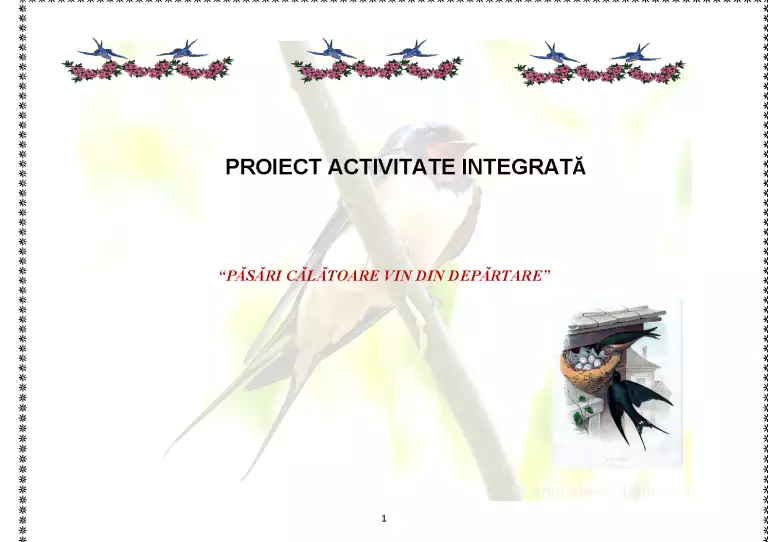 Proiect activitate integrată - Păsări călătoare vin din depărtare ...