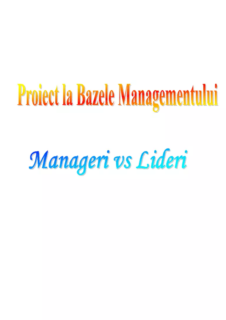 Lideri vs Manageri - Referat - Management #40376 | RegieLive