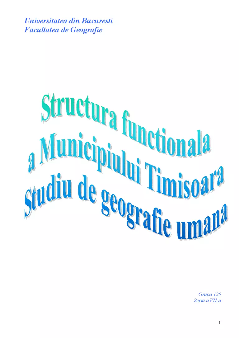 Structura funcțională a municipiului Timișoara - studiu de geografie ...