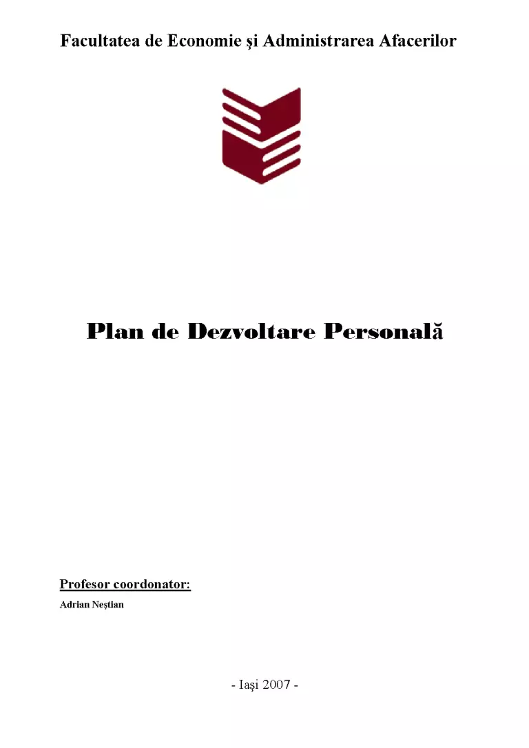 Plan de Dezvoltare Personală - Proiect - Management #47912 | RegieLive