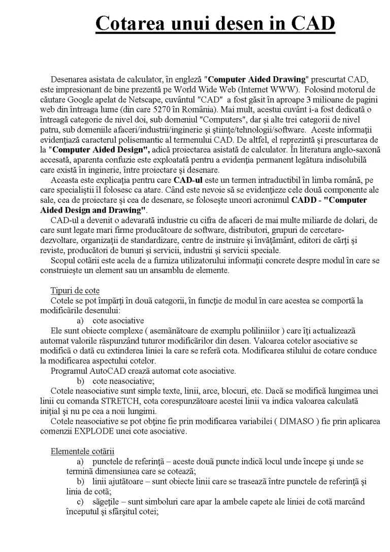 Cotarea unui desen în CAD - Referat - Calculatoare #49428 | RegieLive