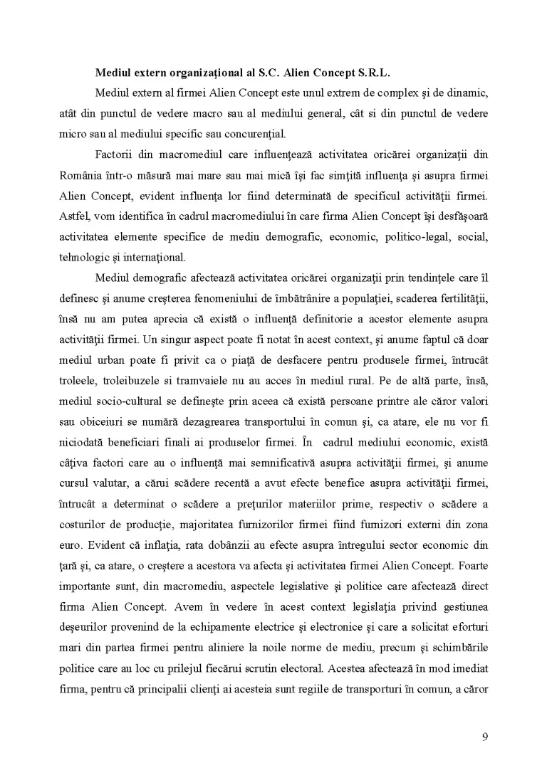 Mediul intern și mediul extern organizațional - studiu de caz - SC ...