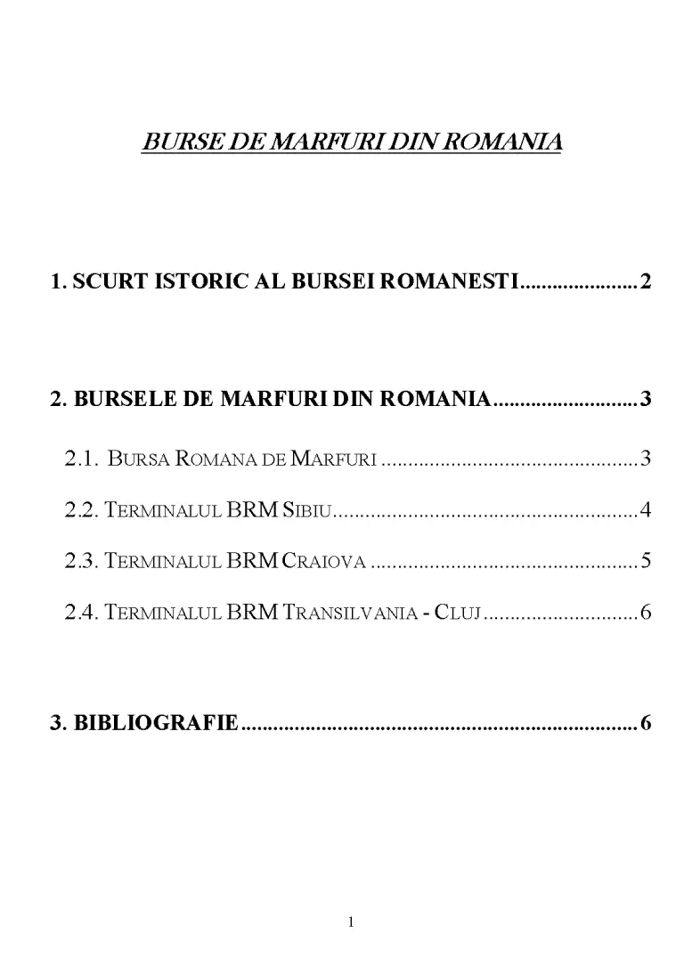 Burse de mărfuri din România - Referat - Burse #51608 | RegieLive
