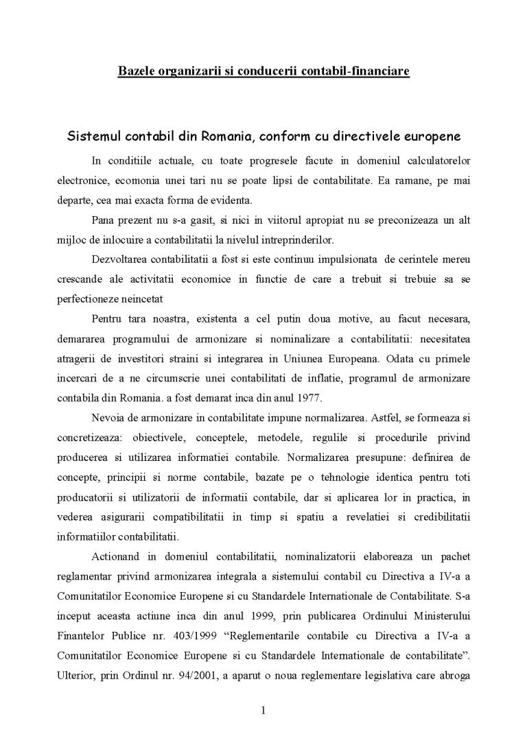 Sistemul Contabil din România - Referat - Contabilitate #53137 | RegieLive