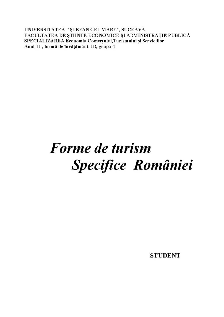 Forme de Turism - Referat - Economie #53710 | RegieLive