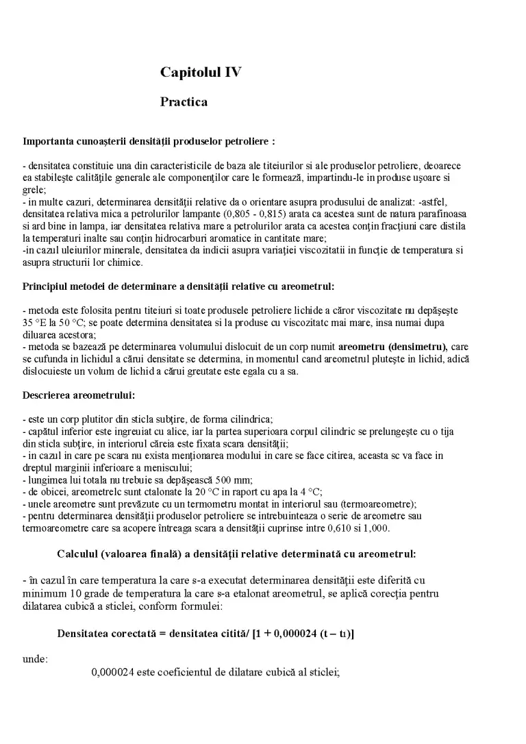 Determinarea densității a produselor petroliere - Proiect - Chimie ...