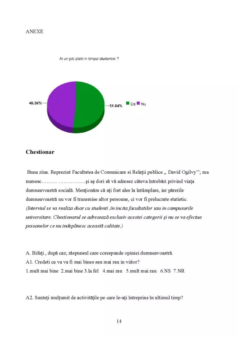 Chestionar Proiect Cercetare - Proiect - Știintele Comunicării #55543 ...
