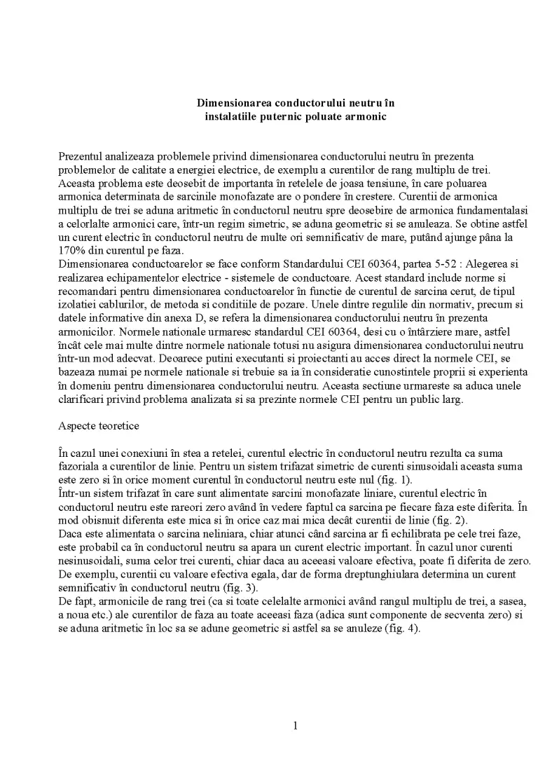 Dimensionarea Conductorului Neutru în Instalatiile Puternic Poluate ...
