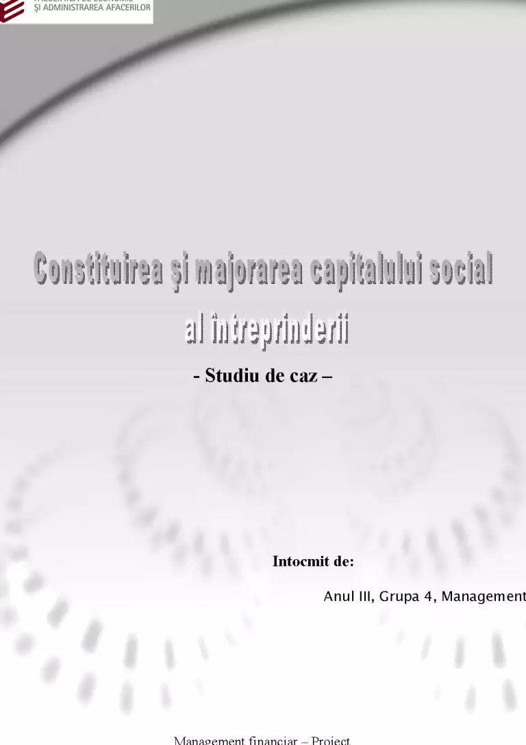 Constituirea și Majorarea Capitalului Social al Întreprinderii ...