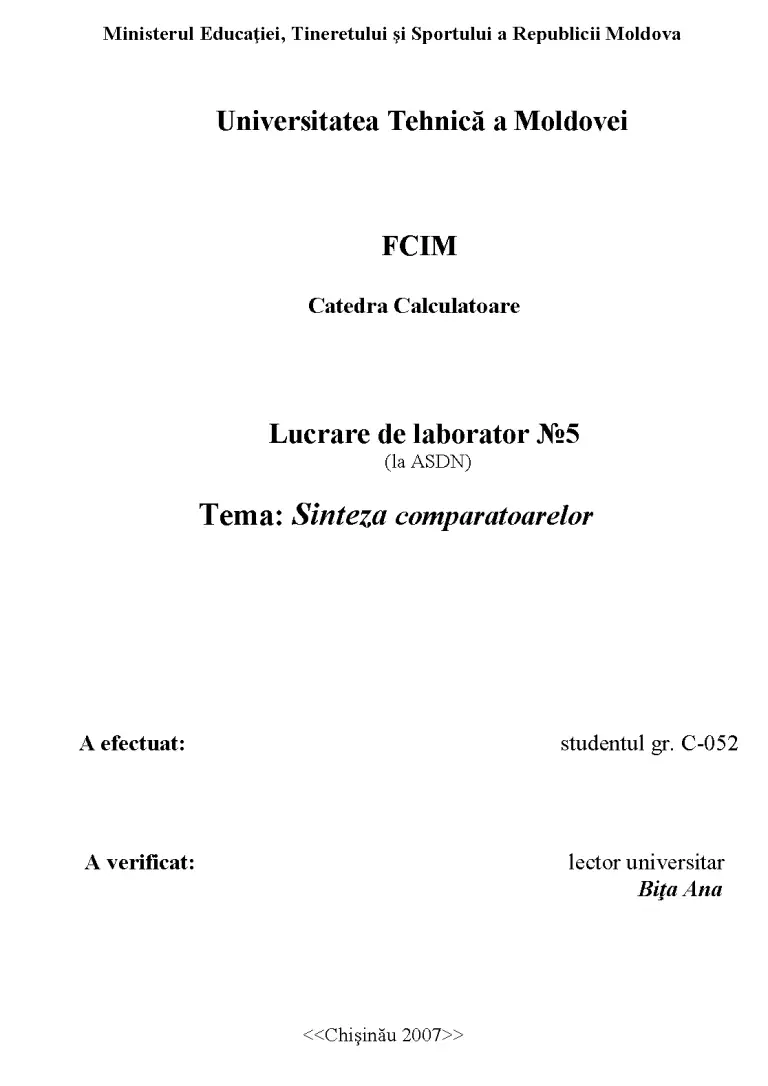 Analiza și Sinteza Dispozitivelor Numerice - Laborator - Calculatoare ...