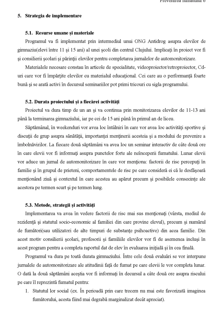 Prevenirea Fumatului în Rândul Elevilor de Gimnaziu - Referat ...