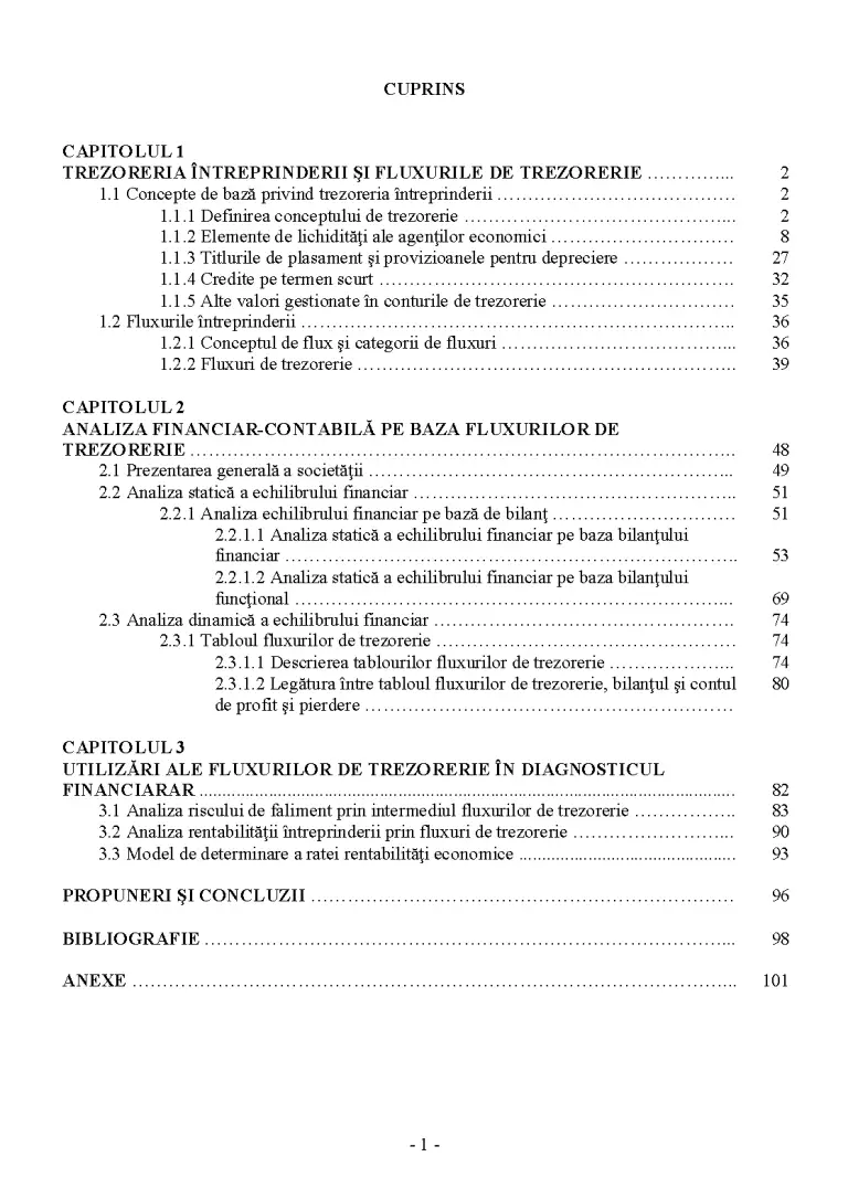 Contabilitatea Fluxurilor de Trezorerie - Proiect - Contabilitate ...