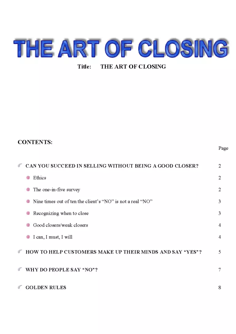 The Art of Closing - Proiect - Marketing #66719 | RegieLive