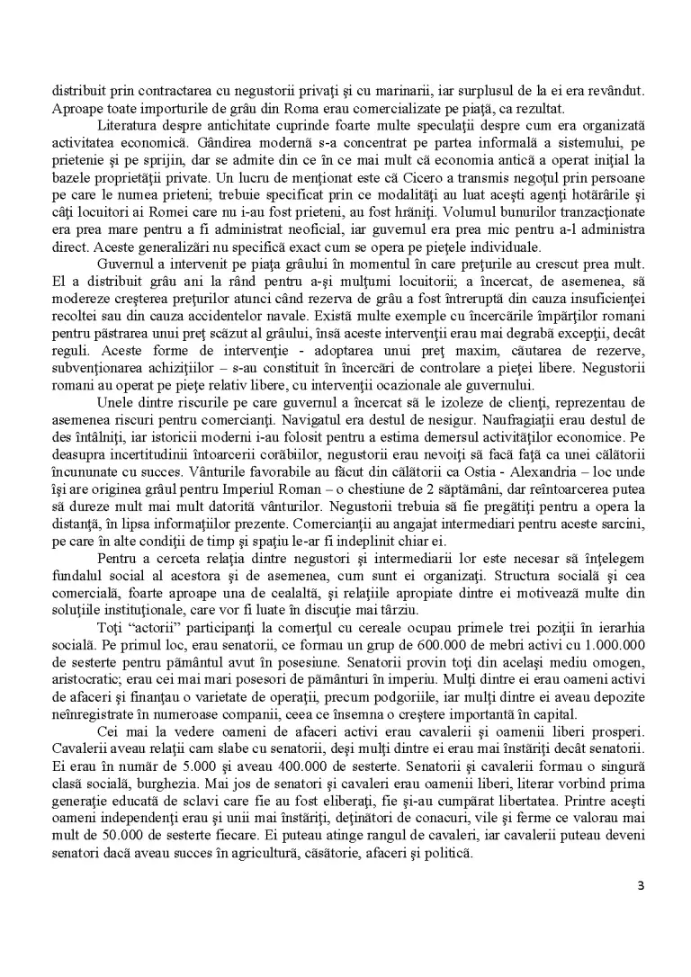 Organizarea Comerțului cu Cereale în Imperiul Roman - Referat - Istorie ...