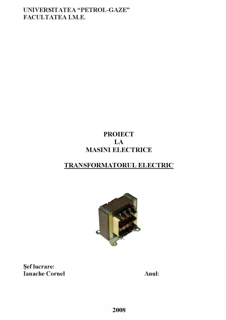 Transformator Trifazat Sn 100KVA Conexiune Dyn5 - Proiect ...
