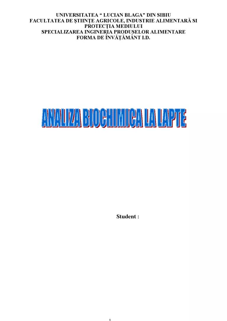 Analiza biochimică la lapte - Referat - Biologie #72605 | RegieLive