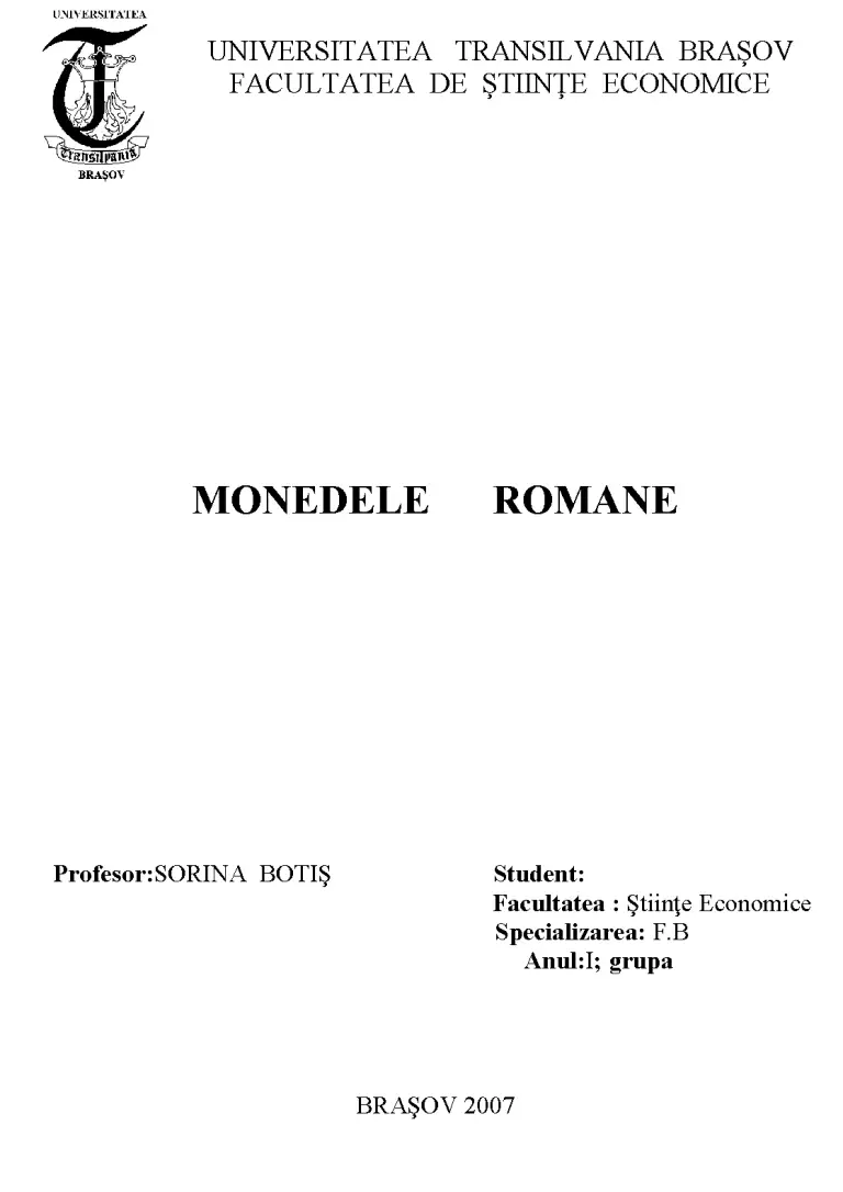 Monedele române - Referat - Finanțe #72800 | RegieLive