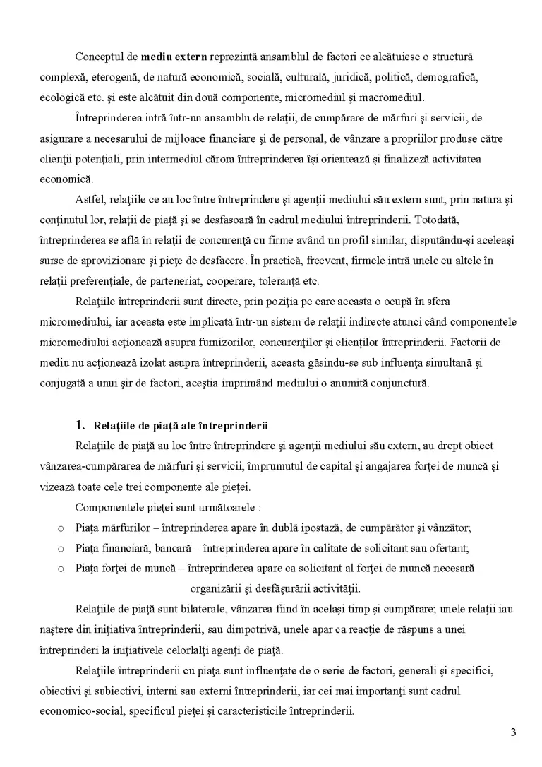 Relațiile Întreprinderii cu Mediul Extern - Referat - Marketing #76936 ...