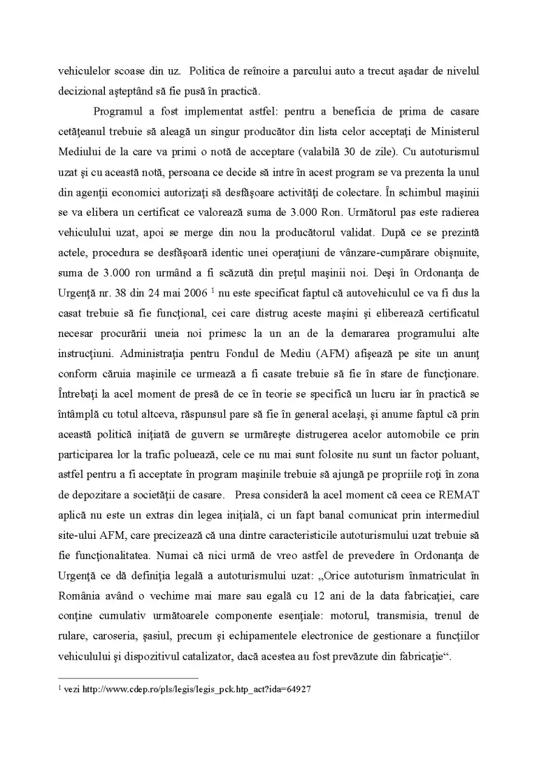 Programul de Stimulare a Înnoirii Parcului Național Auto - Referat ...