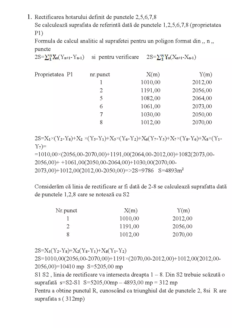 Rectificarea Hotarului Definit de Punctele 2,5,6,7,8 - Referat ...