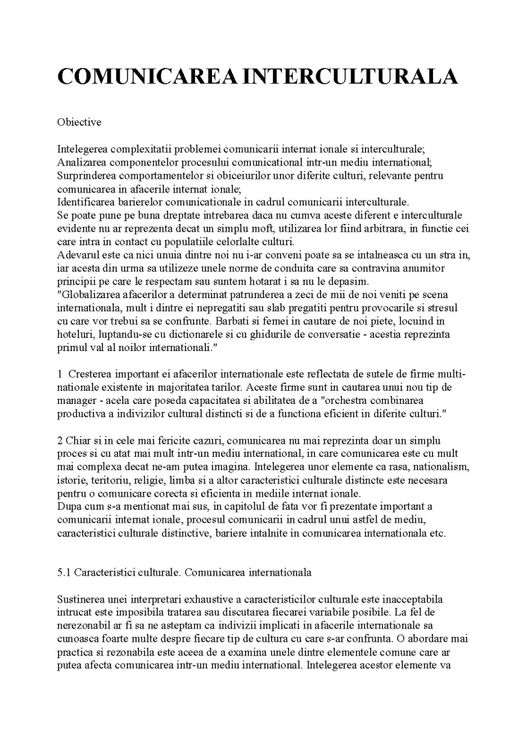 Comunicare interculturală - Referat - Comunicare #79772 | RegieLive