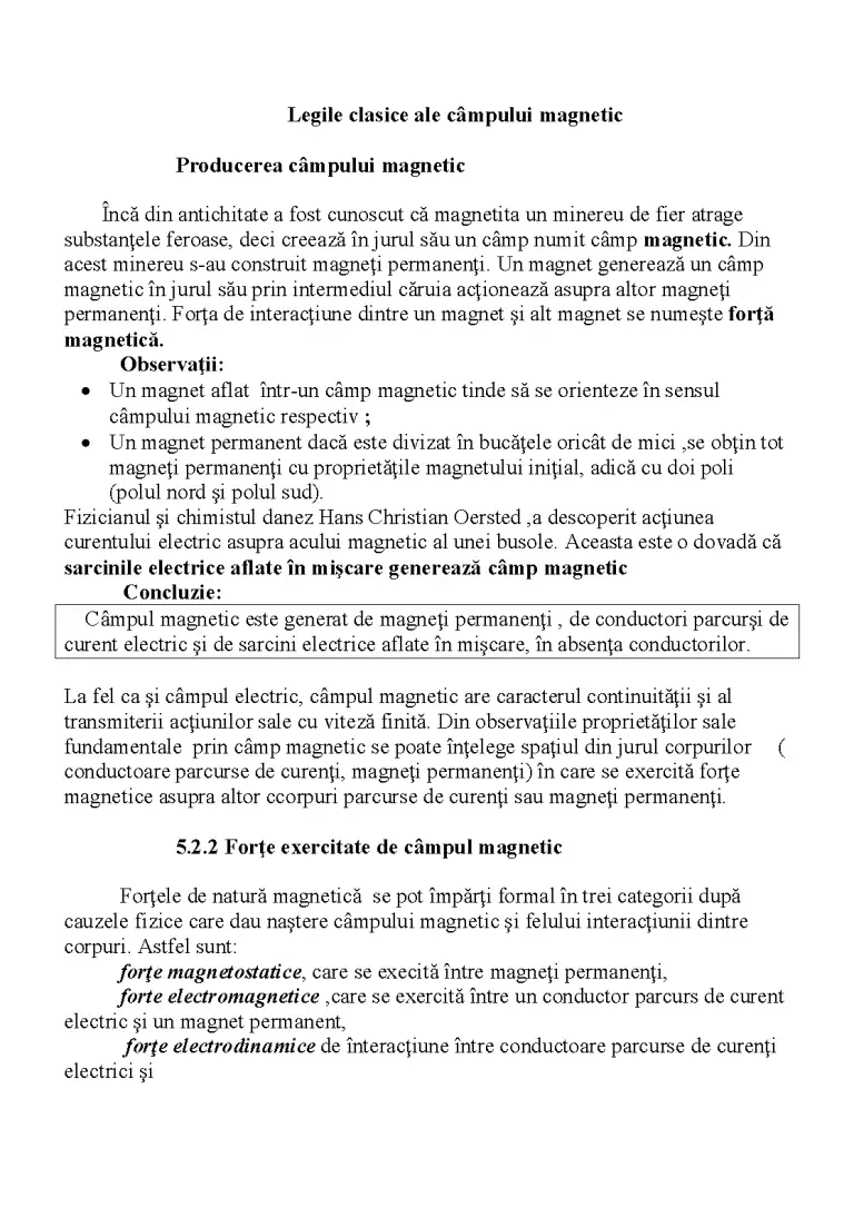 Legile Clasice ale Câmpului Magnetic - Curs - Fizică #80634 | RegieLive