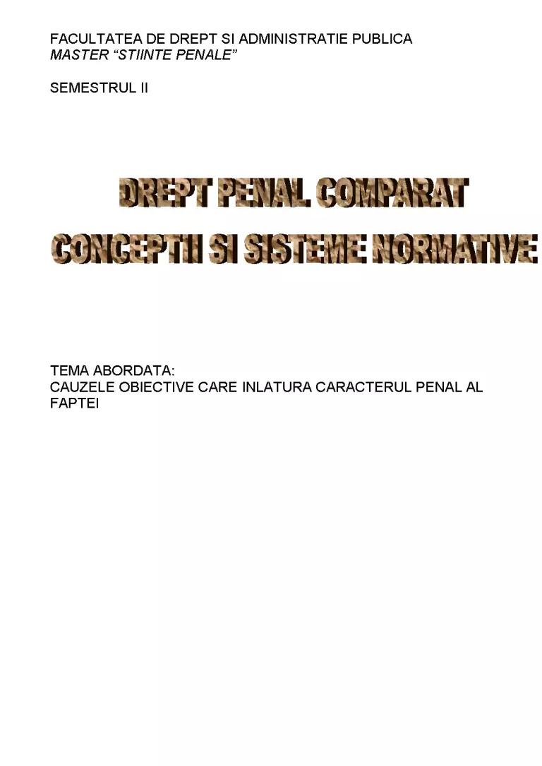 Drept Penal Comparat - Referat - Drept #82901 | RegieLive