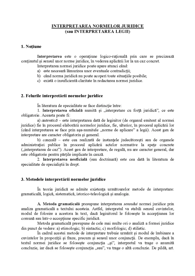 Interpretarea Normelor Juridice - Curs - Economie #85066 | RegieLive