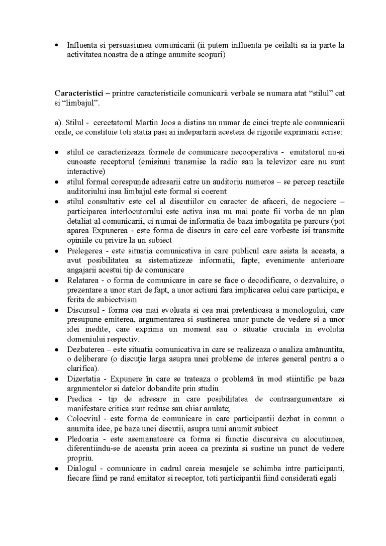 Formele comunicării verbale - Proiect - Știintele Comunicării #85257 ...
