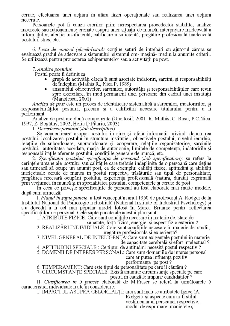 Metode de Descriere și Analiza a Muncii Specifice Psihologiei Muncii ...