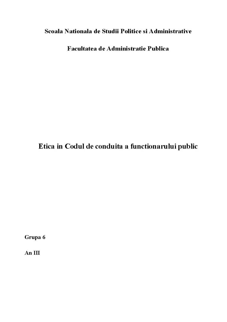 Etica în codul de conduită a funcționarului public - Referat - Știința ...