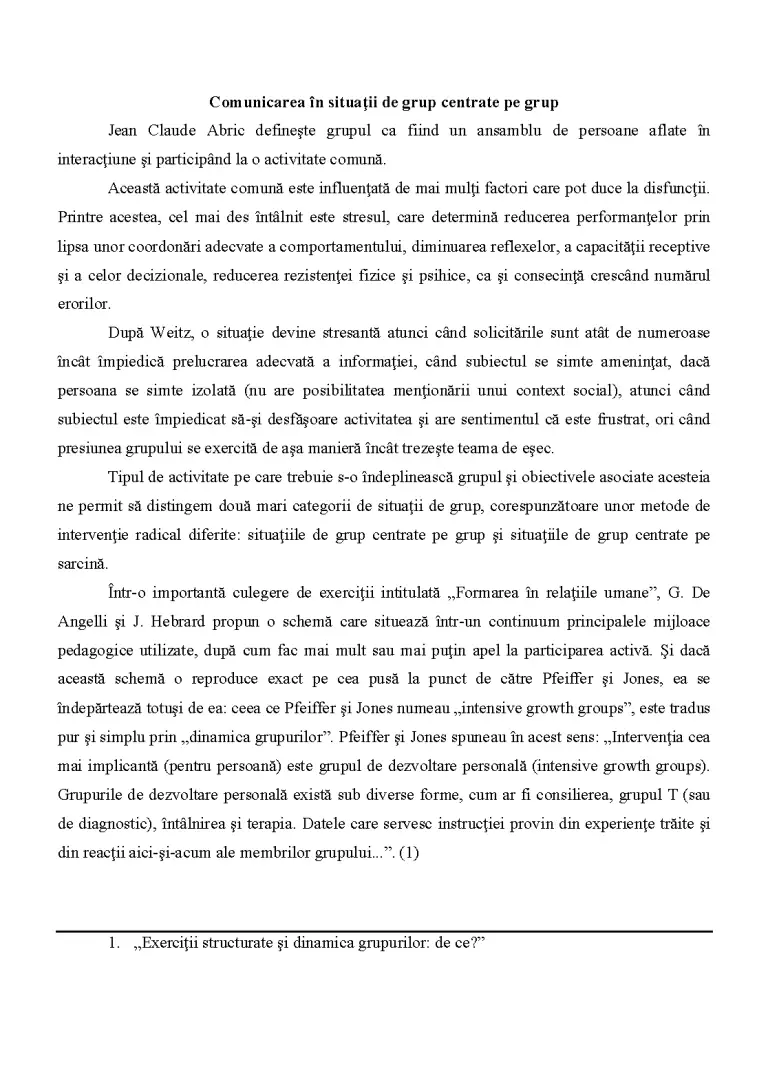 Comunicarea în Grupul de Diagnostic - Referat - Psihopedagogie #92070 ...