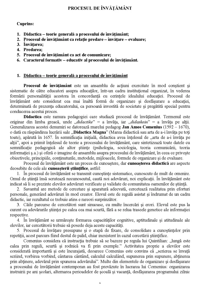 Procesul de Învățământ - Curs - Pedagogie #93085 | RegieLive