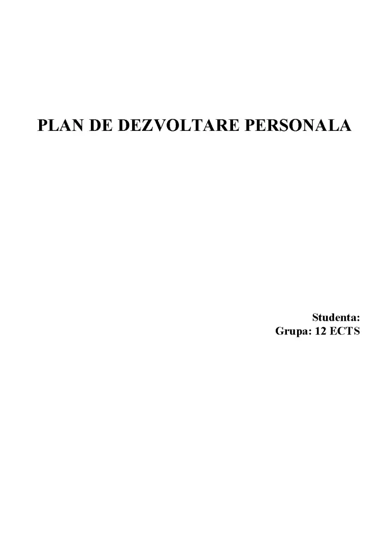 Plan de dezvoltare personală - Referat - Management #97053 | RegieLive